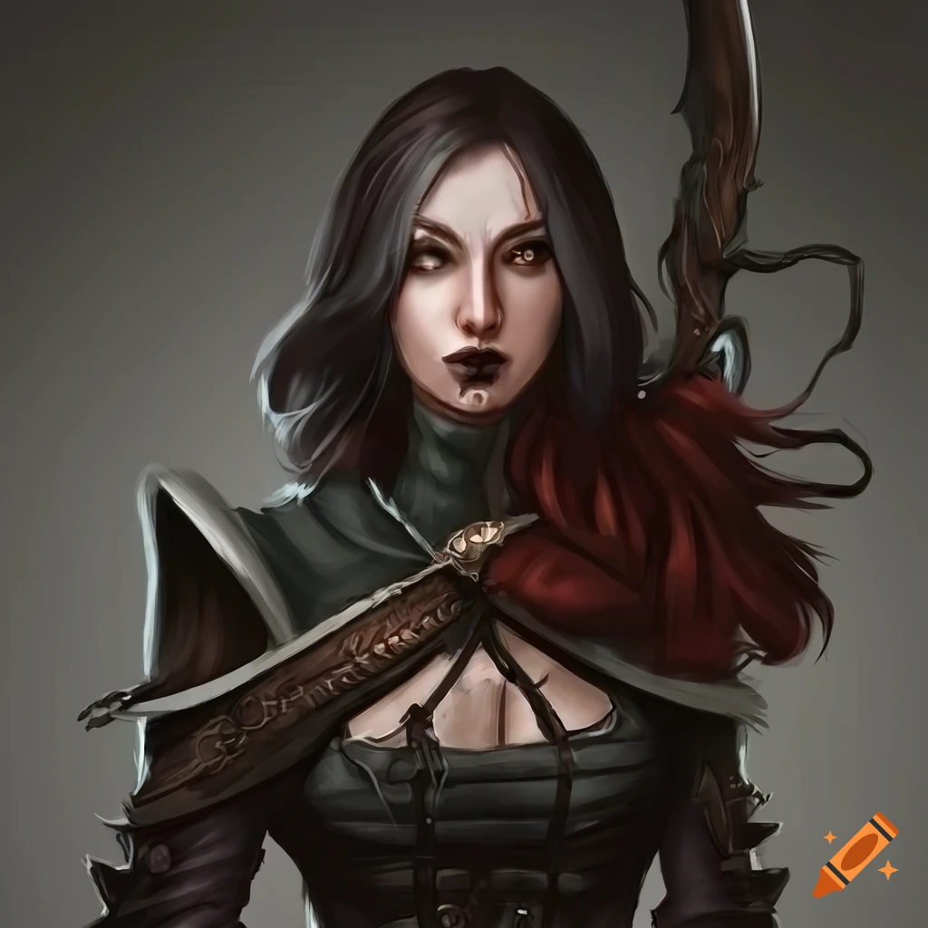 Gothic female ranger in dungeons and dragons style on Craiyon