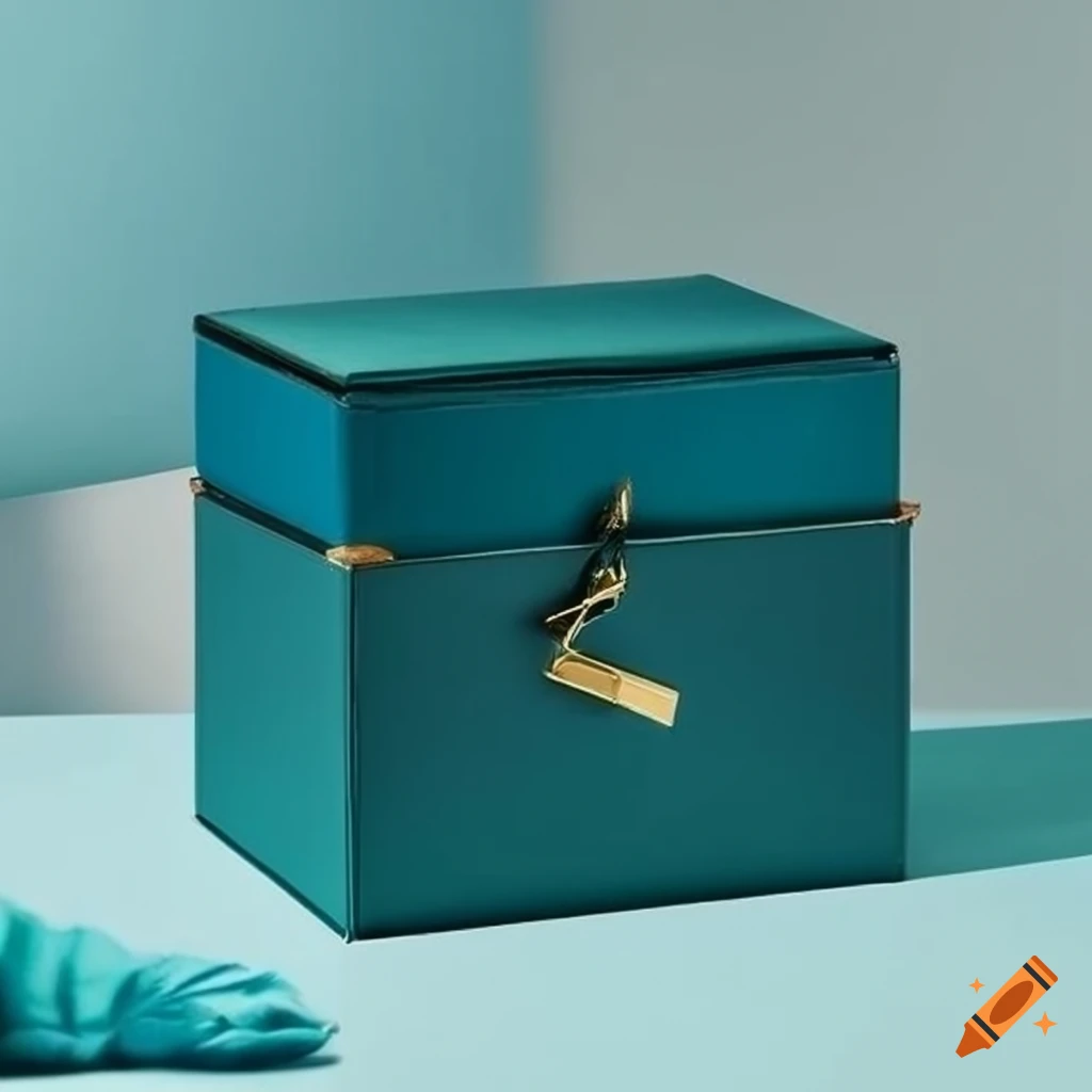 Dark teal ultra-luxury fashion box on Craiyon