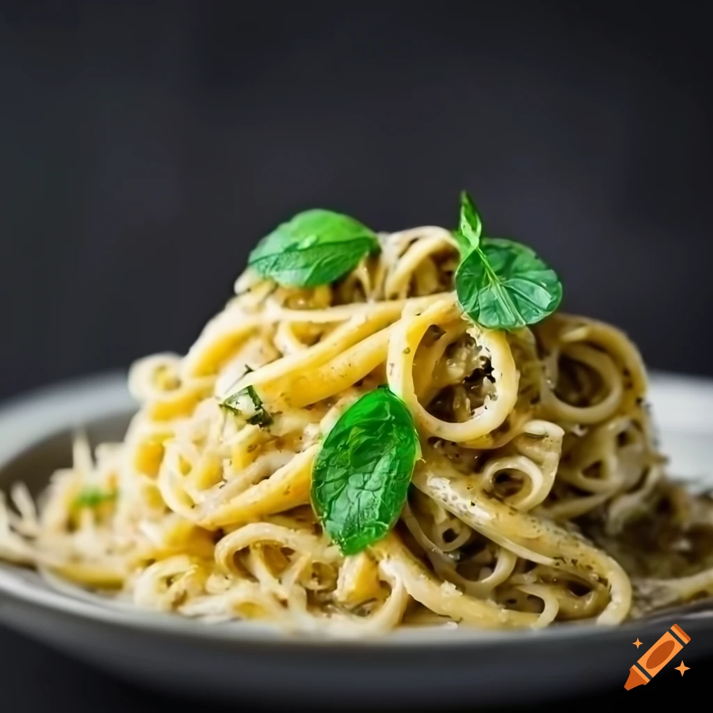 Pasta with pesto and parmesan cheese on Craiyon