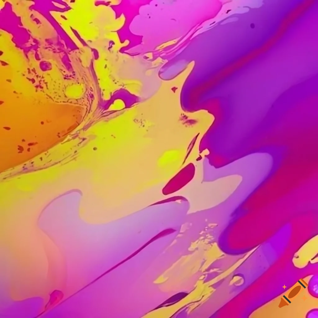 Pink and yellow abstract splat design on Craiyon