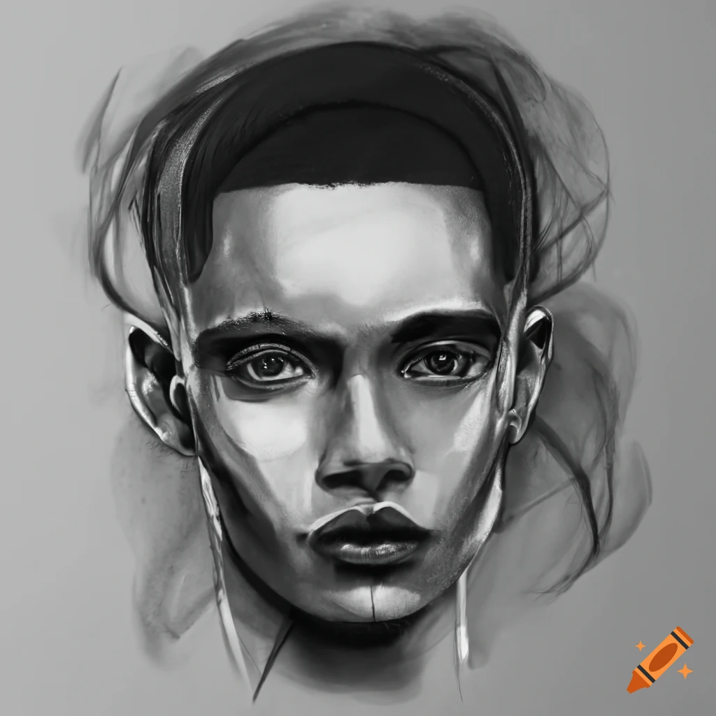 Face of a black man with no expression on Craiyon