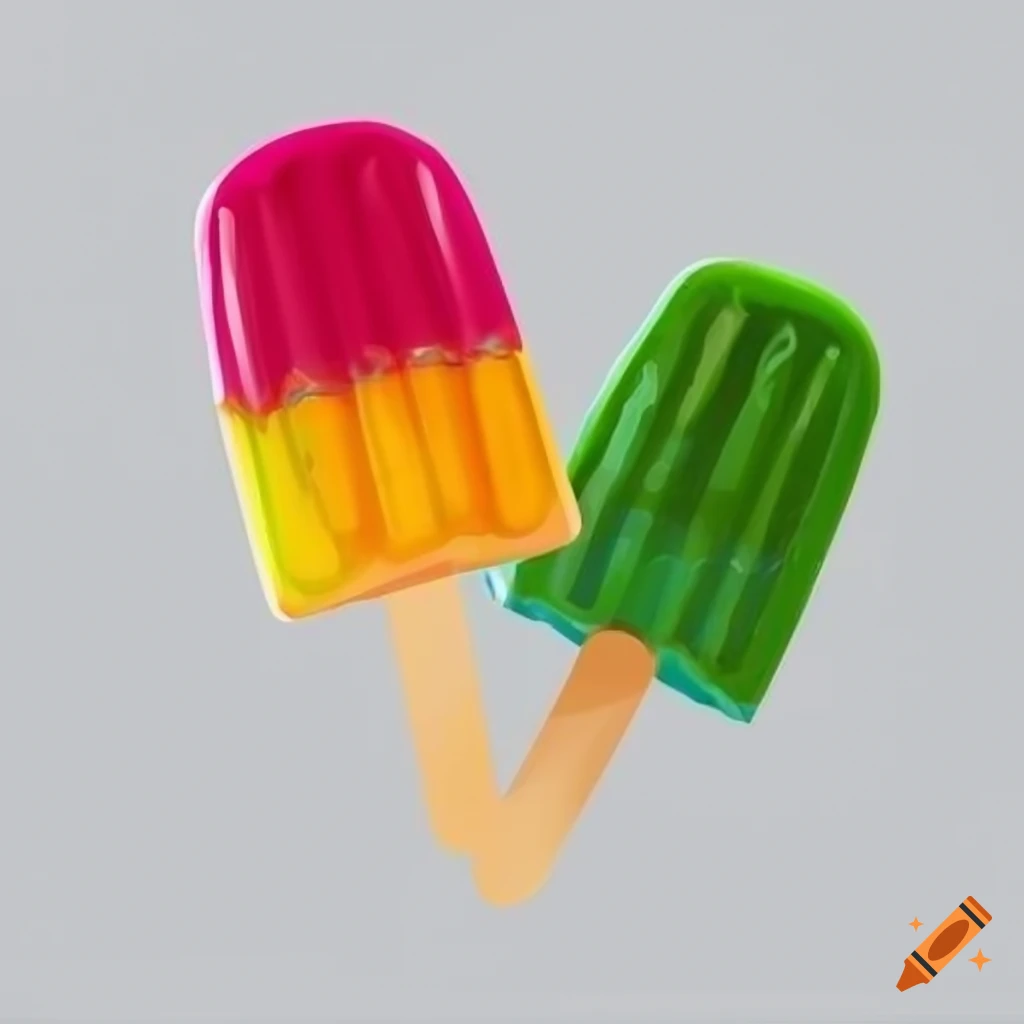 Three colorful popsicles in clipart style on white background on Craiyon
