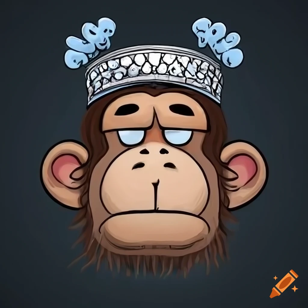 Cartoon ape with bitcoin headband on Craiyon