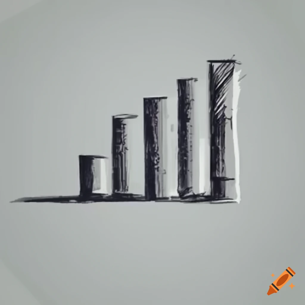 Grey bar graph with increasing heights on sketch on Craiyon