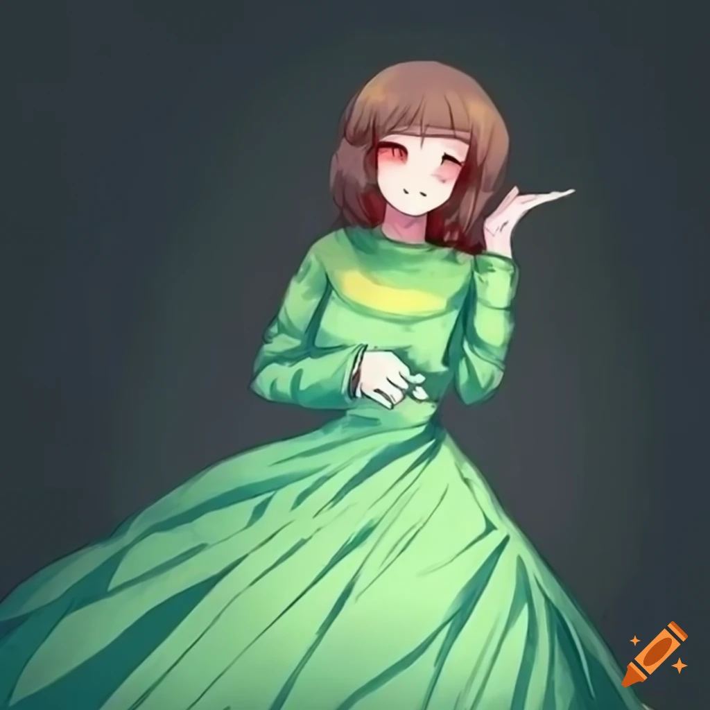 Undertale character chara wearing a wedding dress on Craiyon