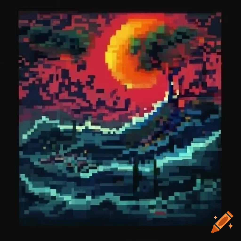 Pixel art with dithering in colorful ink on Craiyon