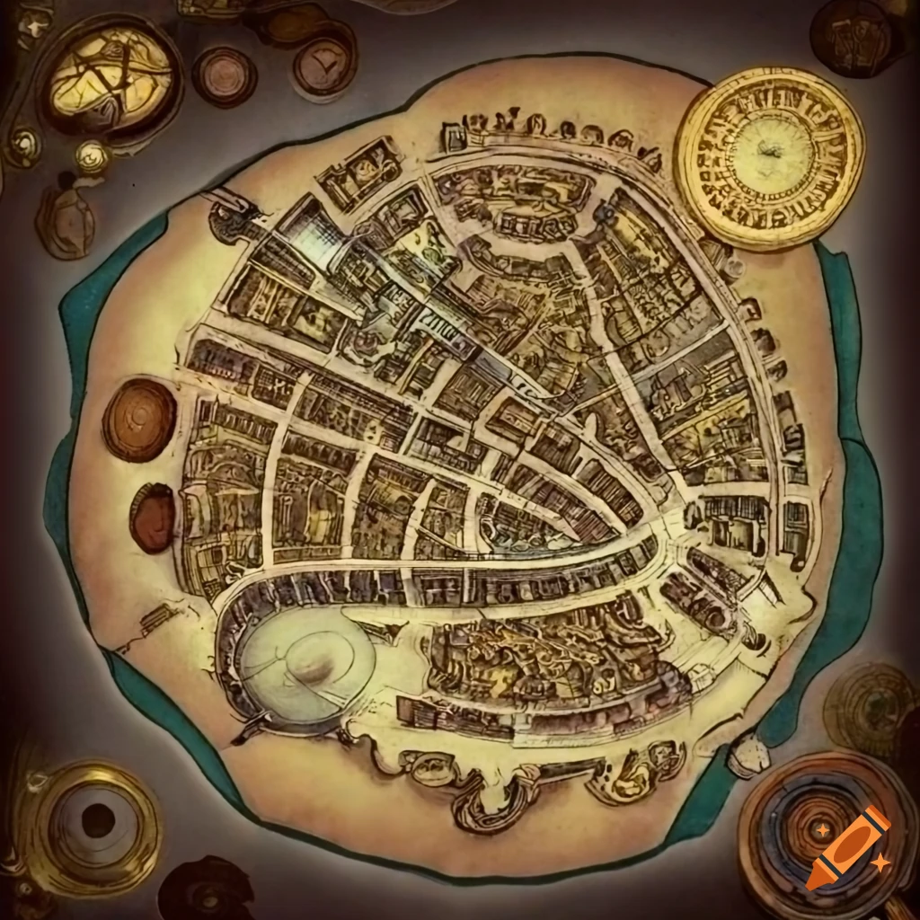 Fantasy steampunk renaissance Florence map with Leonardo Da Vinci's ...