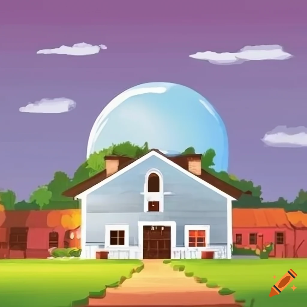 2d farmhouse illustration in a flat style on Craiyon