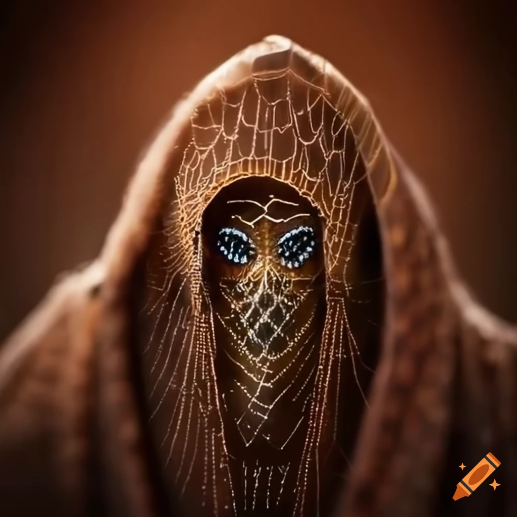 Spider silk farm producing wizard robes with weaving machines on Craiyon