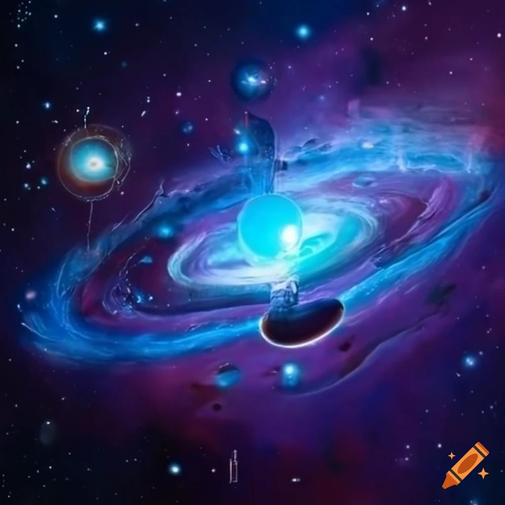 Science and magic in the universe sky on Craiyon