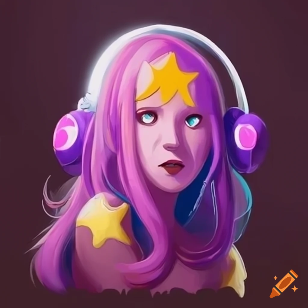 Adventure time lumpy space princess pirate with headphones on Craiyon