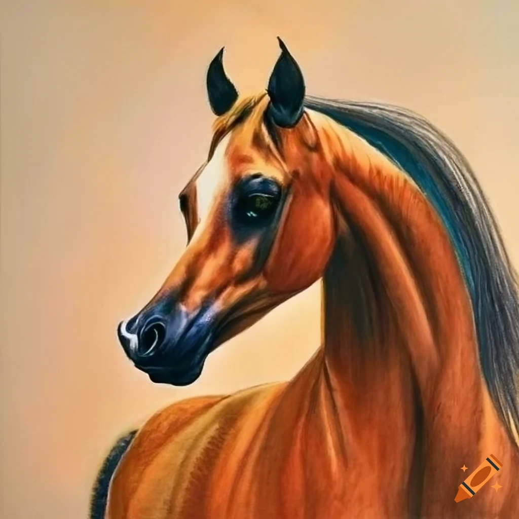 Straight egyptian arabian stallion in color pencil on Craiyon