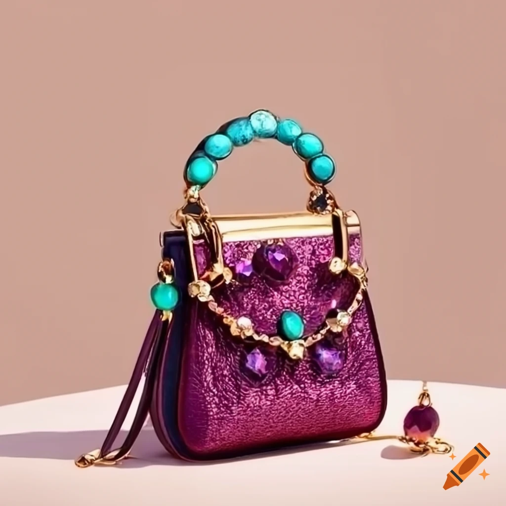 Luxurious gem-embedded woman's purse on Craiyon