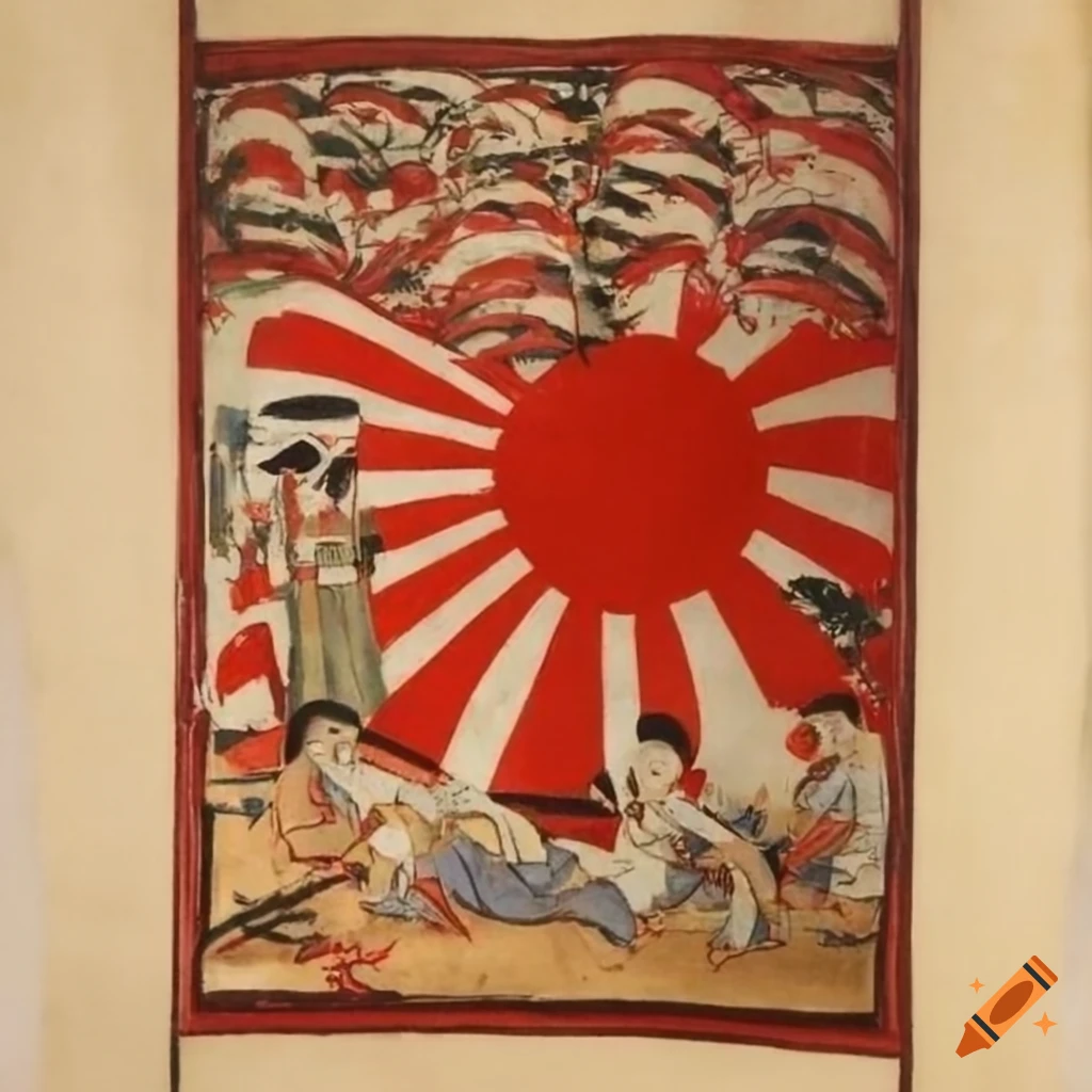 Japanese medieval painting of the japanese flag on Craiyon