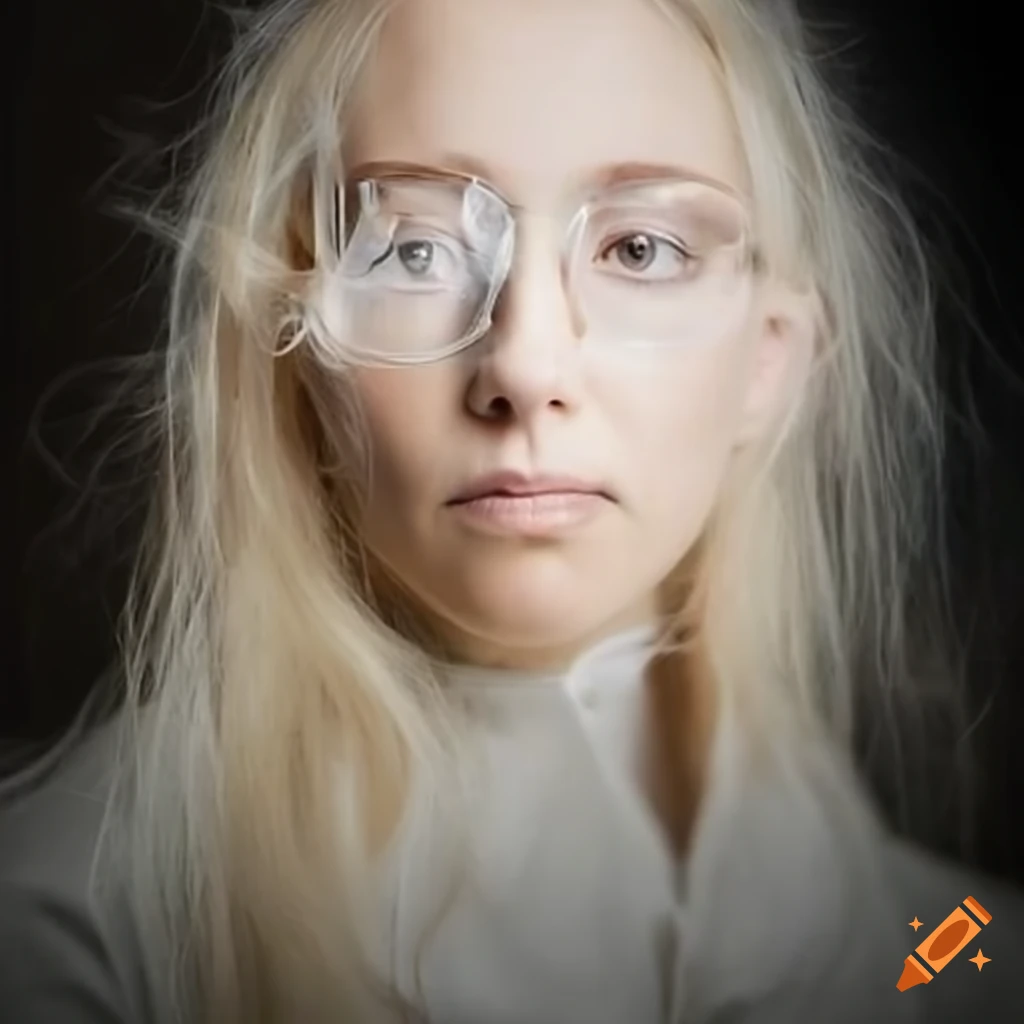 Blonde female scientist on Craiyon