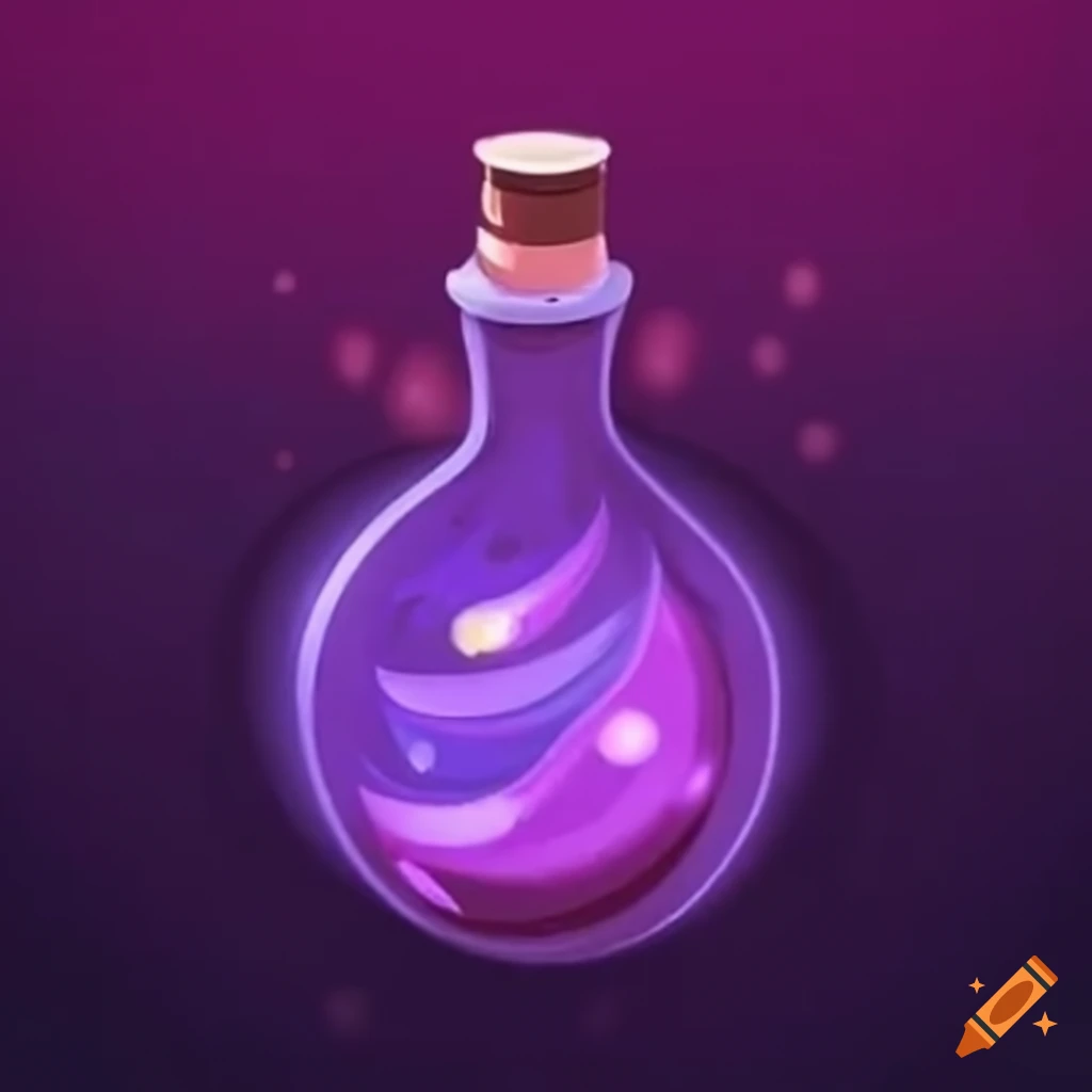 Sparkling deep purple potion of power on Craiyon