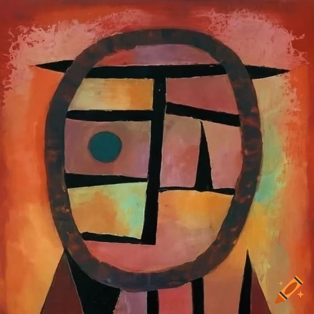 Surrealist Paul Klee oil painting with unique symbols and black lines ...