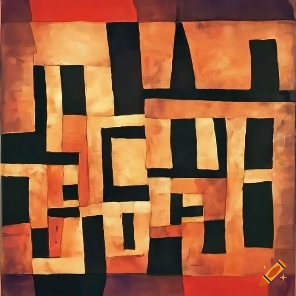 Surrealist oil painting by paul klee with black symbols, fish, and ...