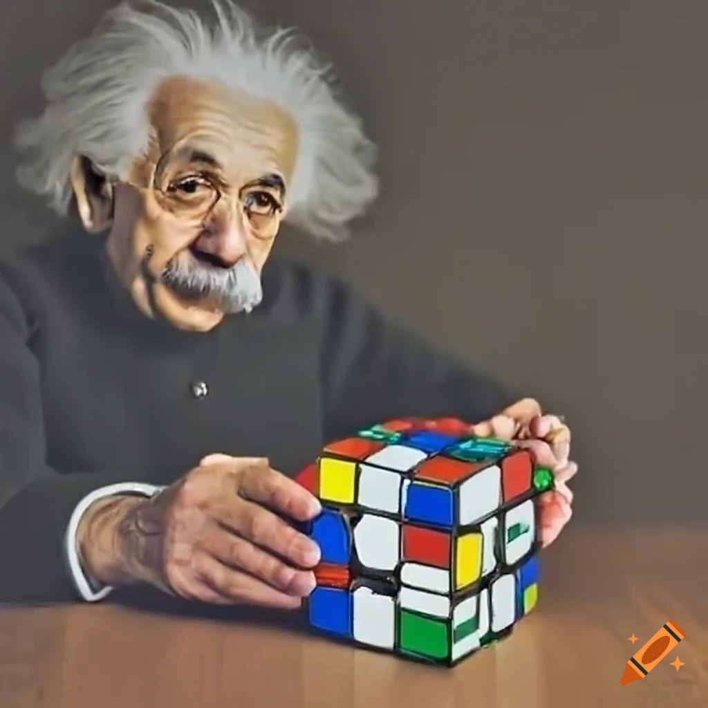 Albert einstein solving a rubik's cube on Craiyon