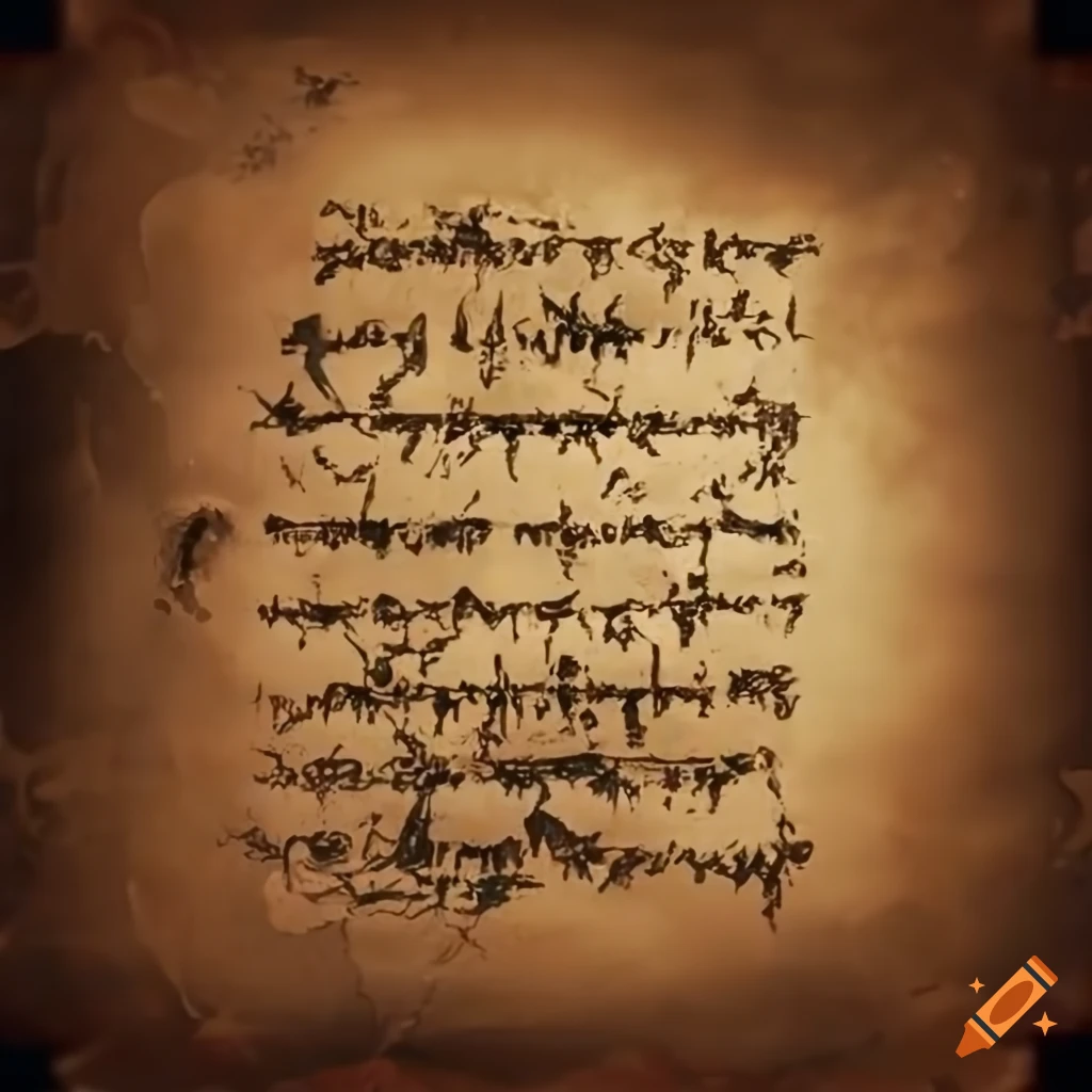 Old parchment with long text on Craiyon