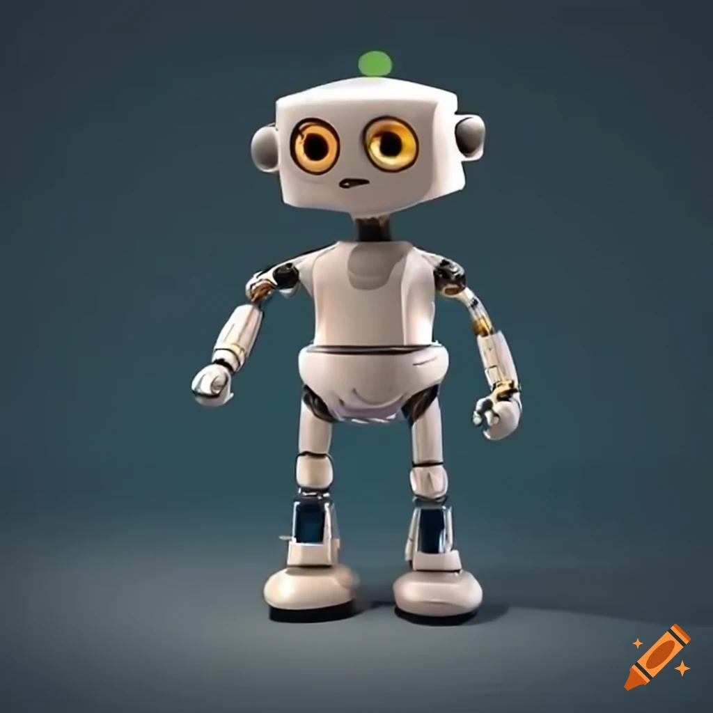 Friendly cartoon robot interacting with onlookers on Craiyon