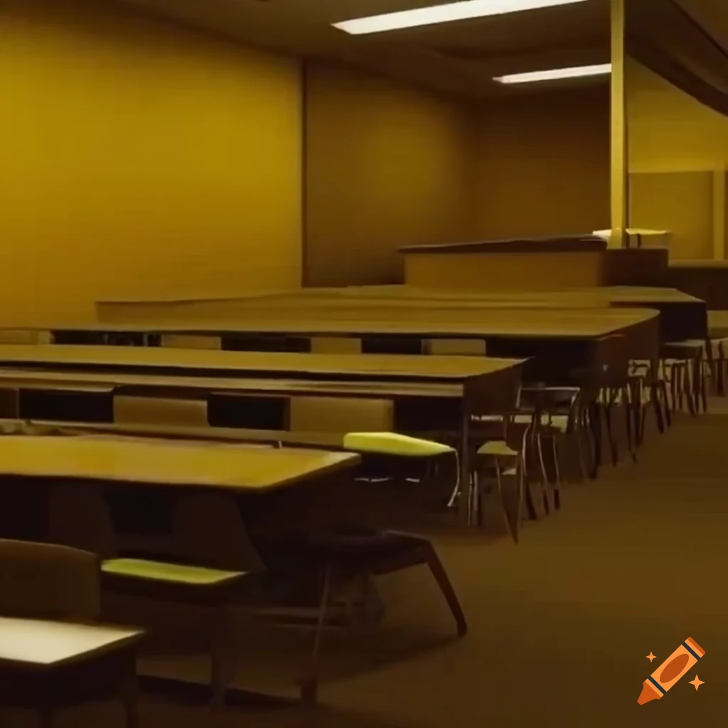 Surrealistic liminal backrooms with mid century modern interior in a ...