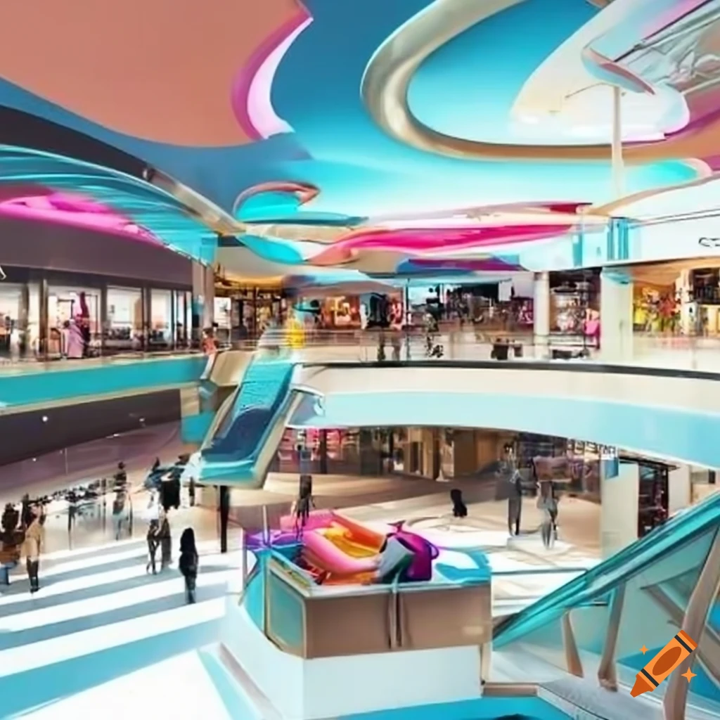 Frutiger Aero style mall architecture on Craiyon