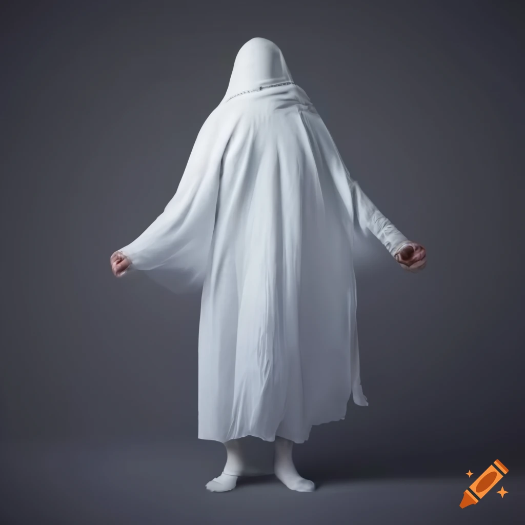 Person covered in white clothes on Craiyon