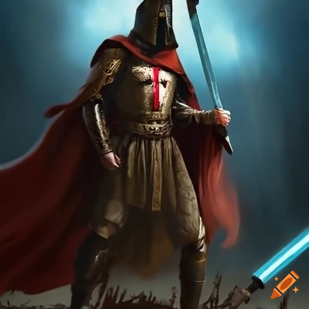 Epic battle between mace windu and leonidas with glowing swords on Craiyon