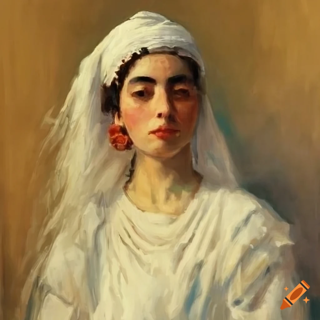 Woman in traditional samaritan attire in an impressionist style on Craiyon
