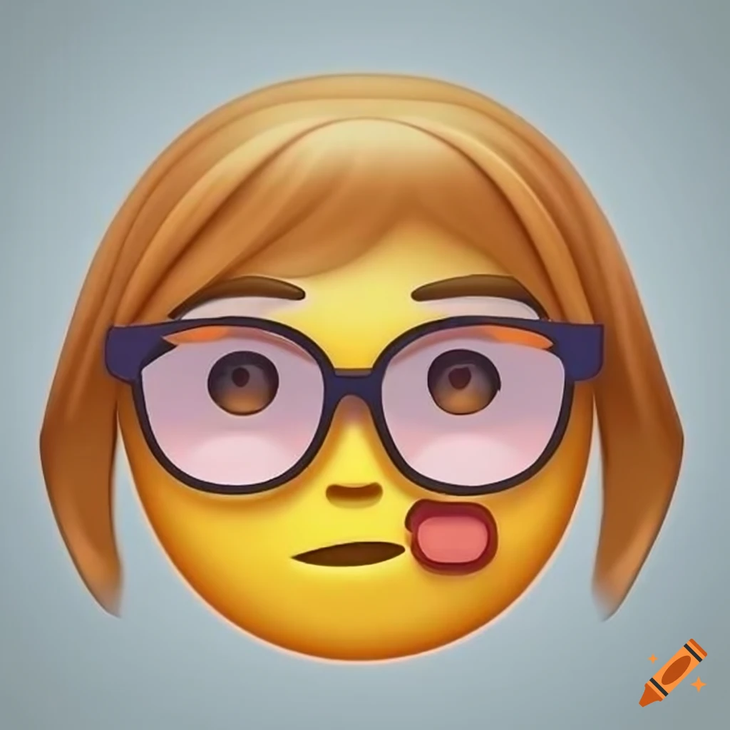 Girl version of the nerd emoji on Craiyon