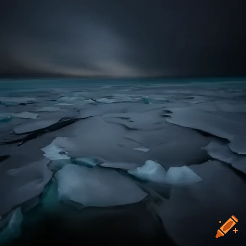 Dark flat ice plain landscape on Craiyon
