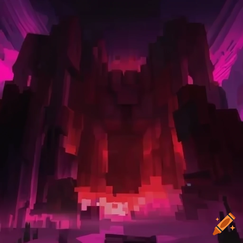 Colorful minecraft universe dark nether on Craiyon