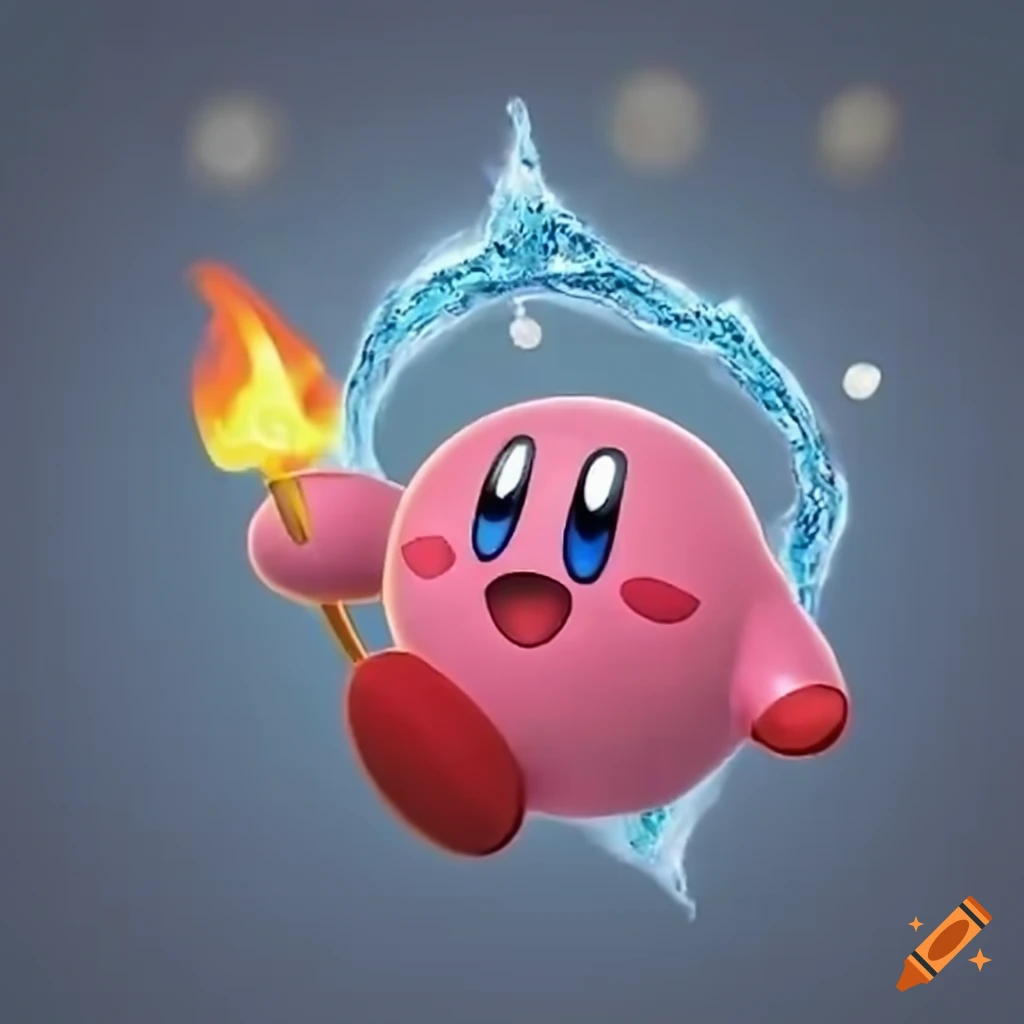 Kirby with fire water power up on Craiyon
