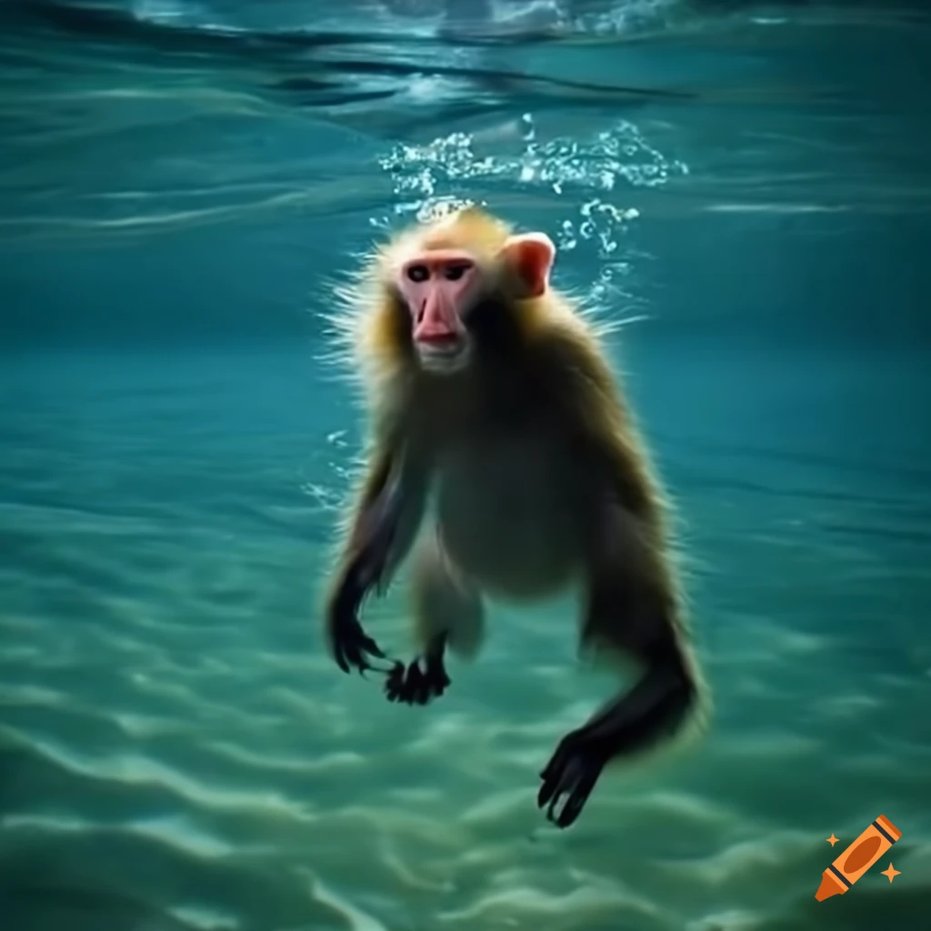 Monkey in distress in water on Craiyon