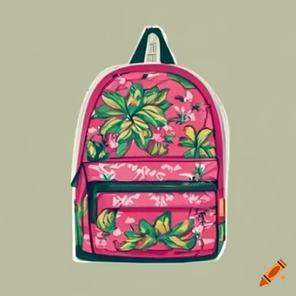 Colorful floral backpack pencil drawing on Craiyon