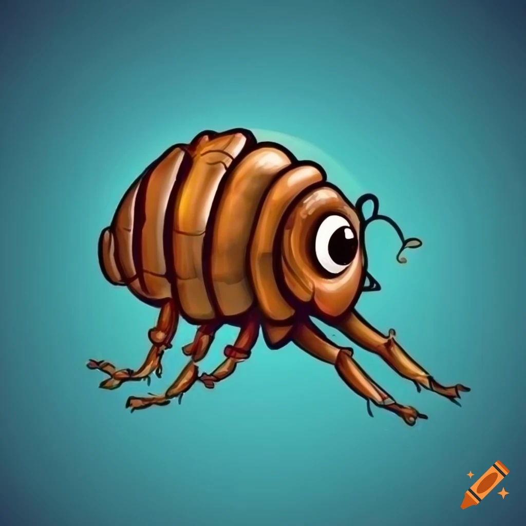 Funny flea illustrated in disney cartoon style for a 2d game on Craiyon