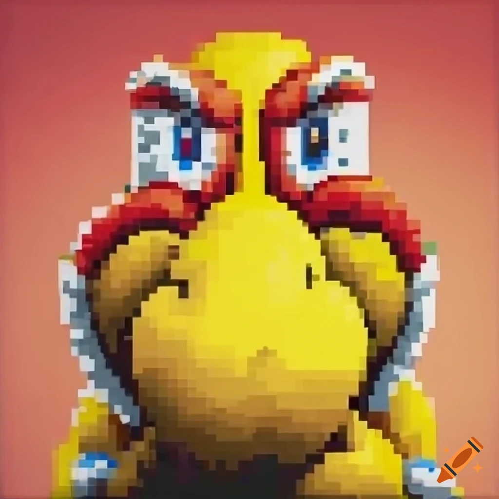 Pixel art oil painting of Super Mario eating a Koopa Troopa at Burger ...