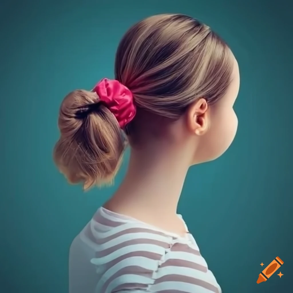 Girl wearing scrunchie in ponytail on Craiyon