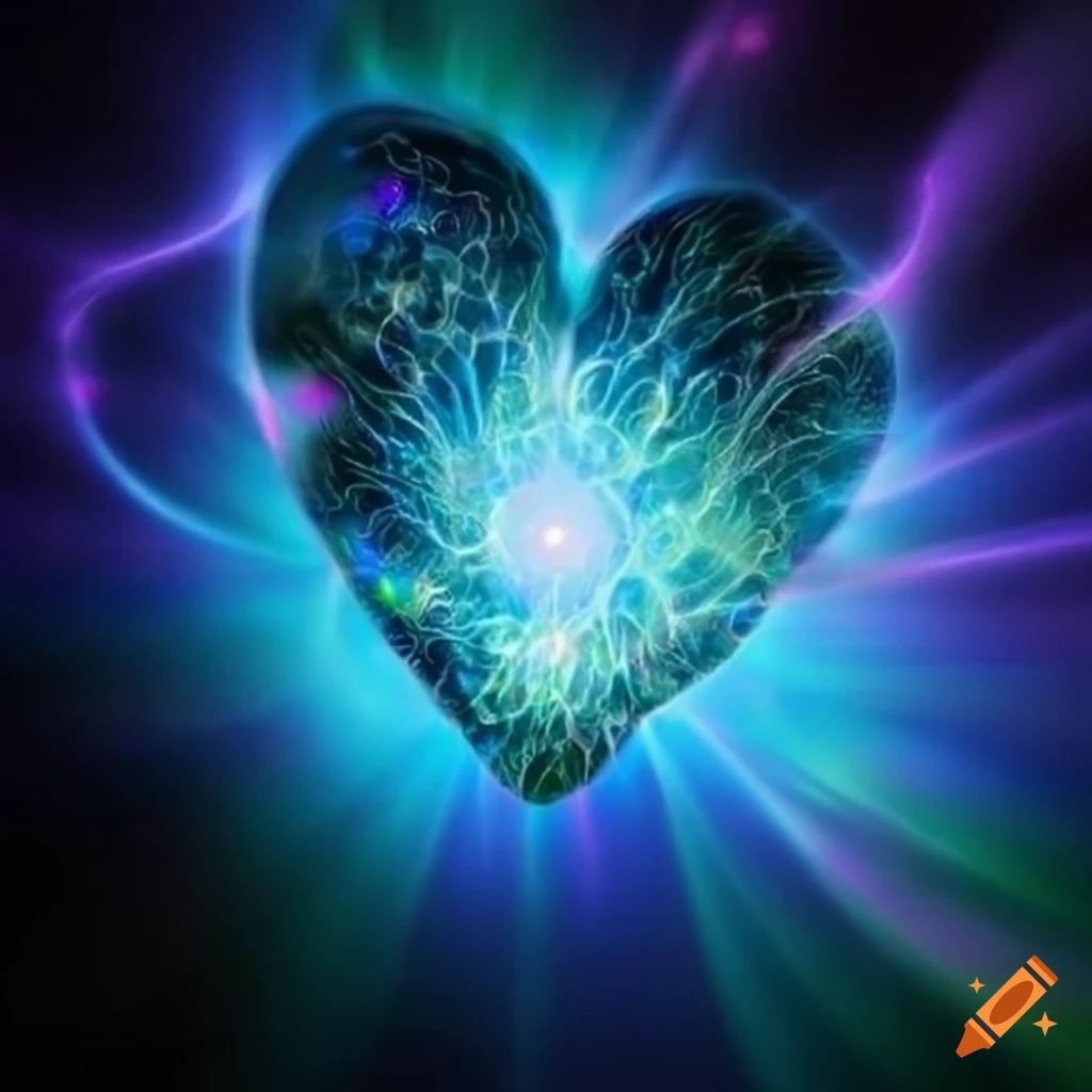 Healing heart absorbing positive energy from light in high definition ...