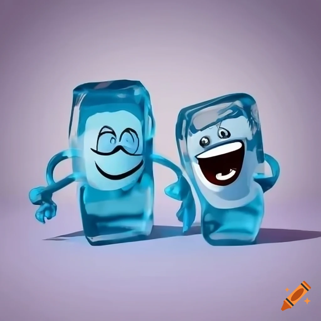 Happy cartoon ice cubes resting beside each other peacefully on Craiyon