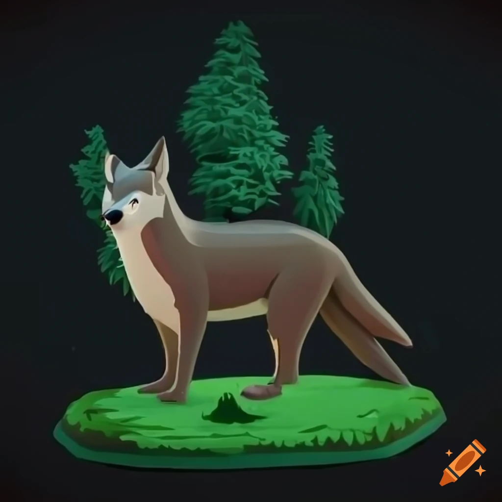 Stylized wolf in the forest on Craiyon