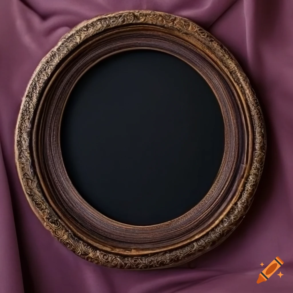 Spooky round picture frame on fabric backdrop on Craiyon