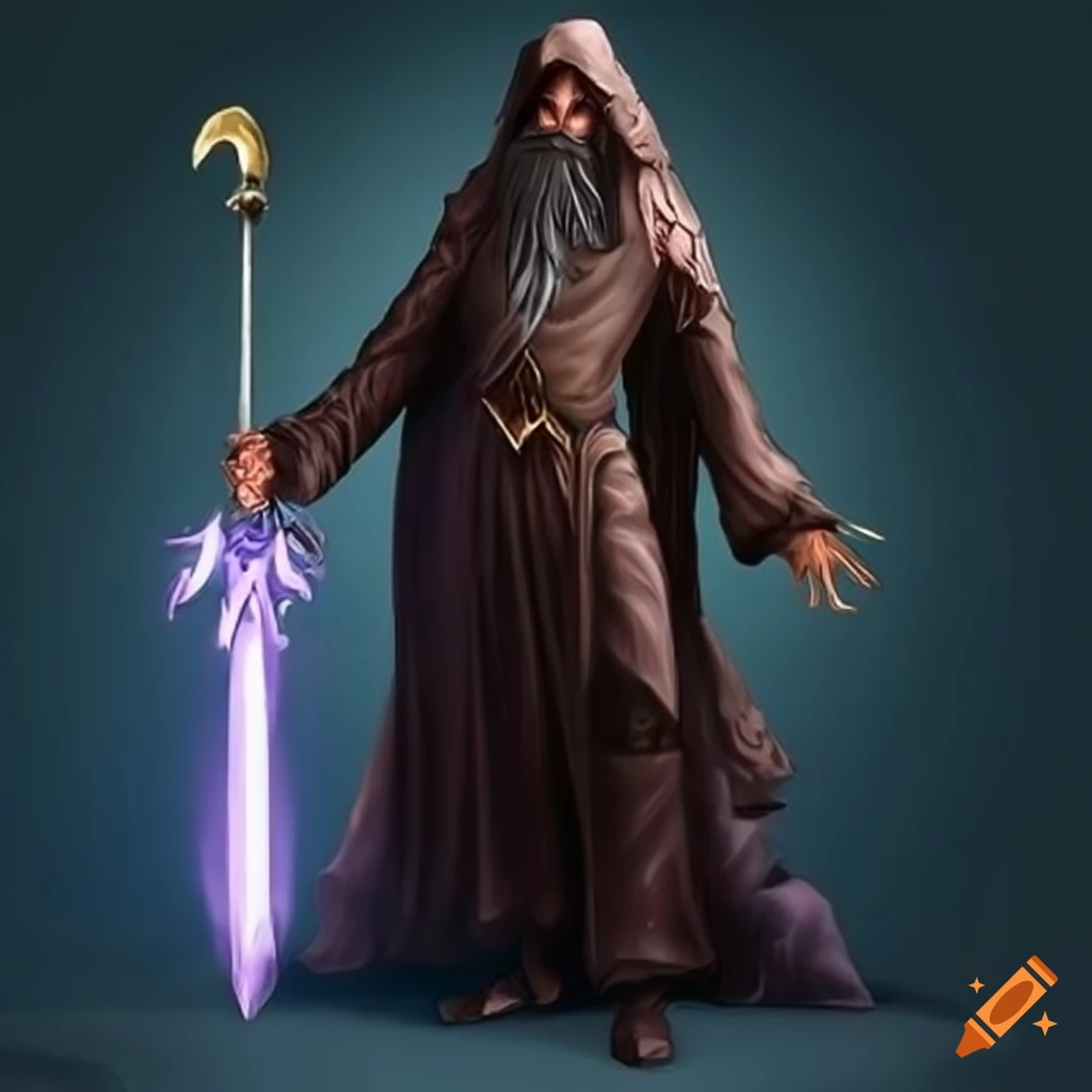 Wizard with sword on Craiyon