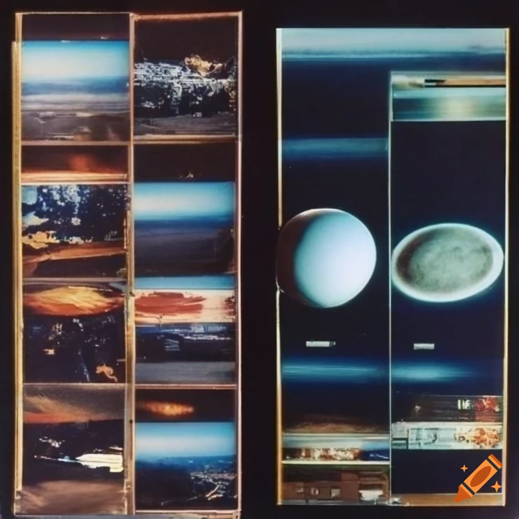 Collage of 1970's nasa slides from secret 'voyager 1' mission showing ...