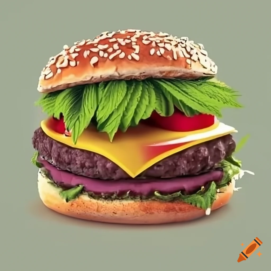 Hashish cannabis hamburger on Craiyon
