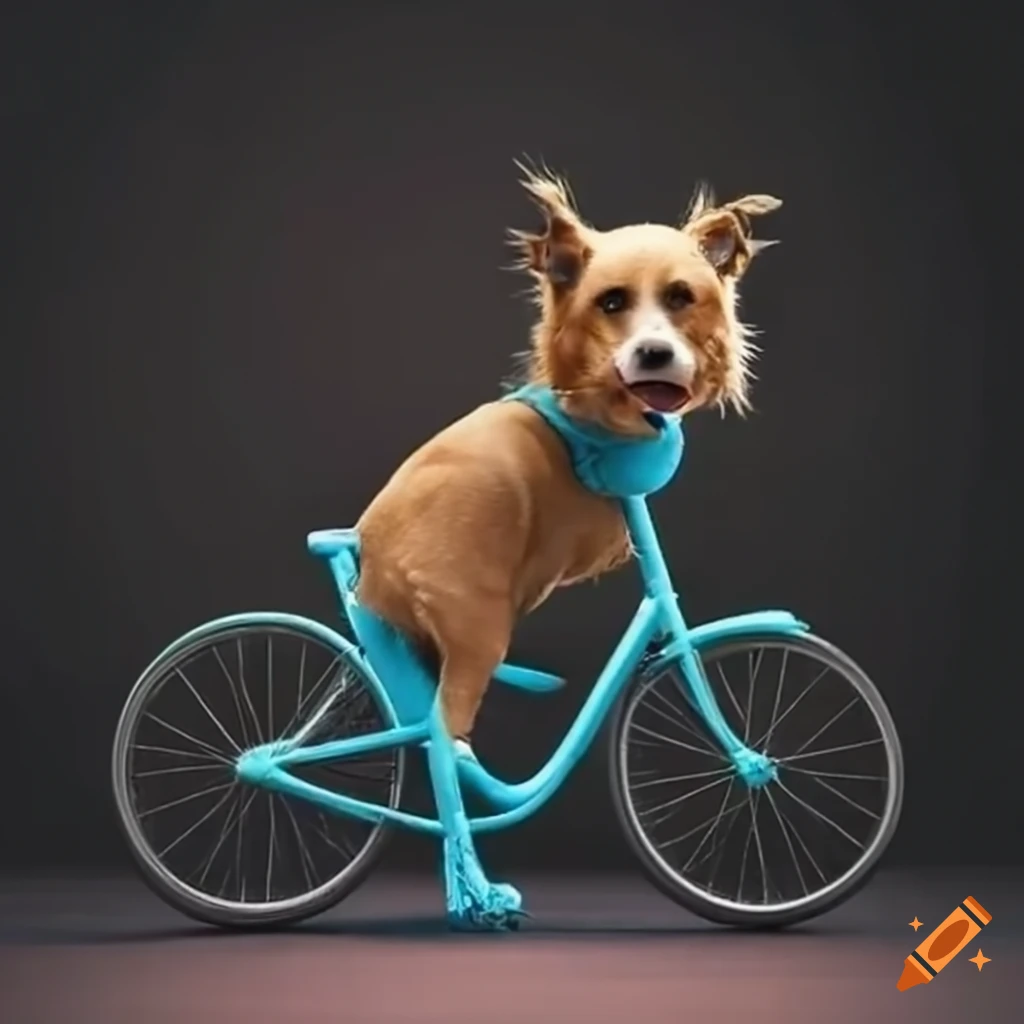 Dog riding a bicycle on Craiyon
