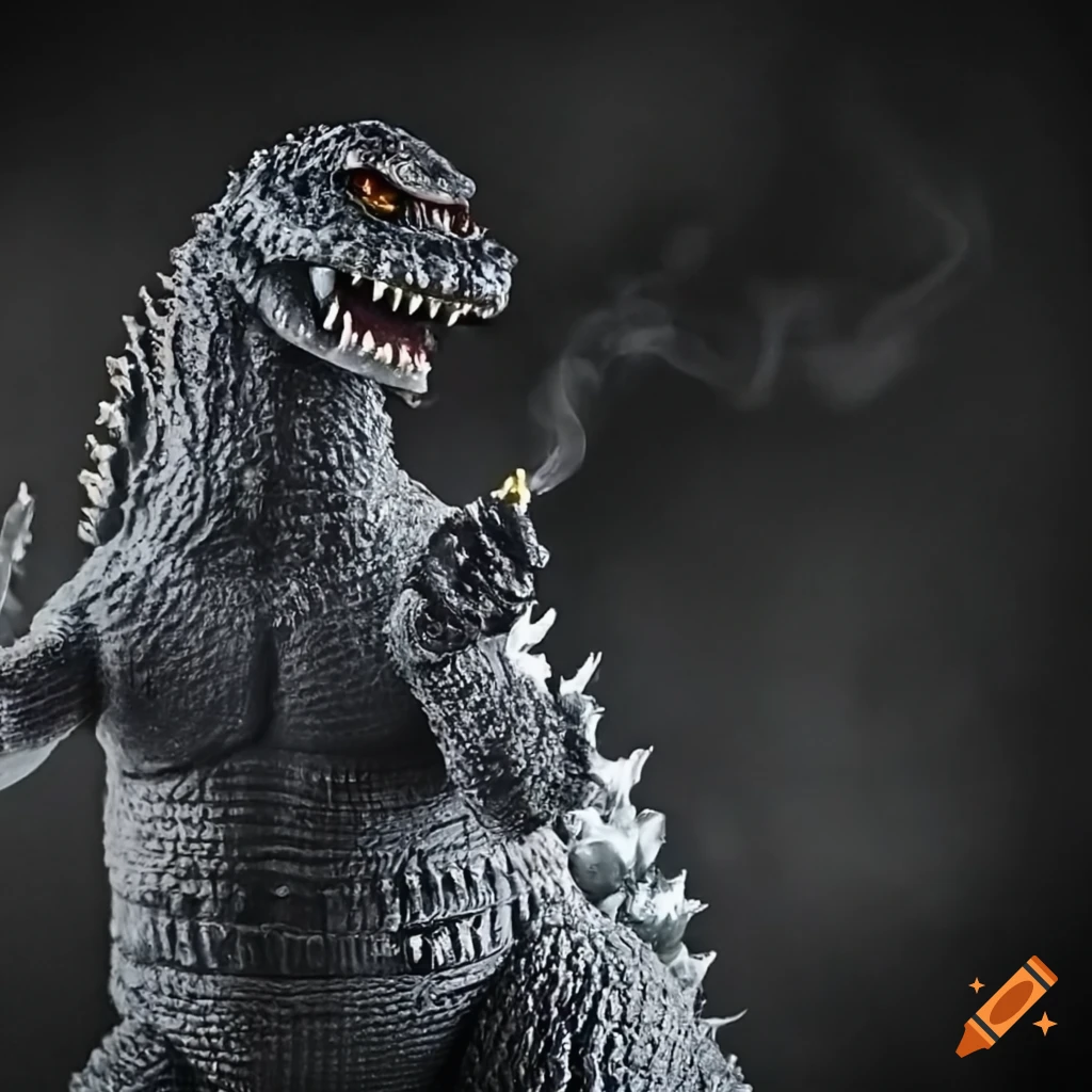 Godzilla with a bong on Craiyon
