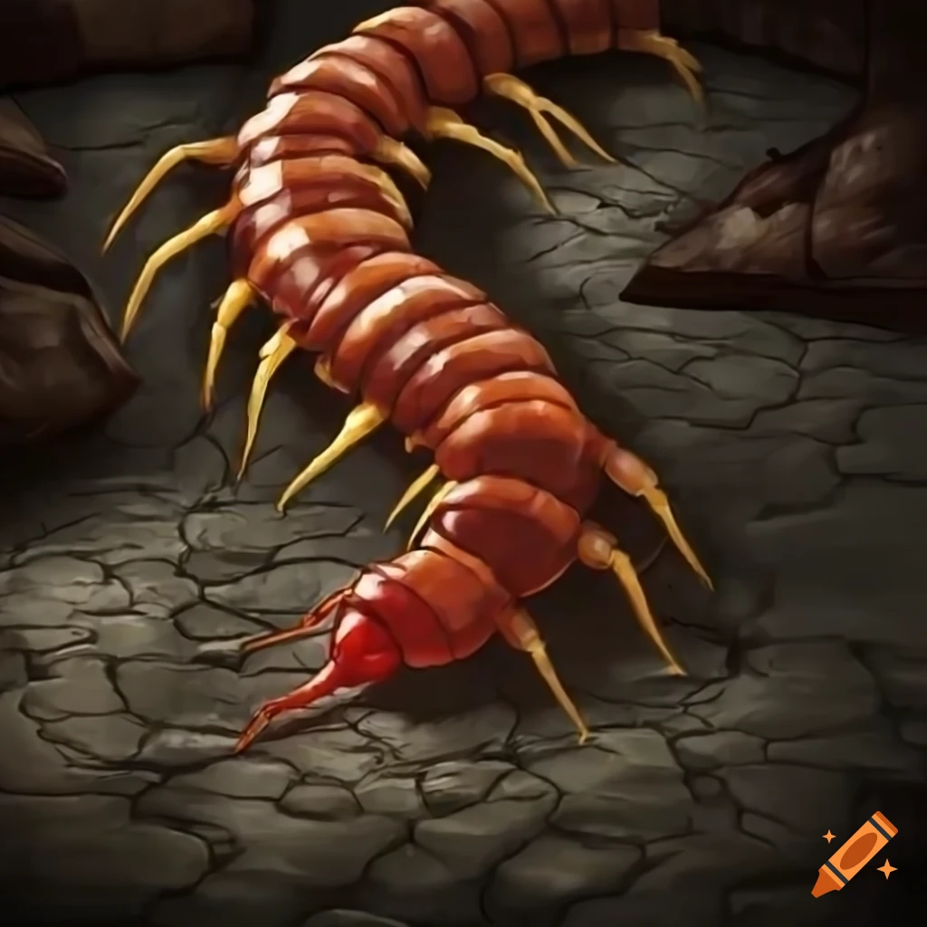 Giant centipede in a dungeon on Craiyon