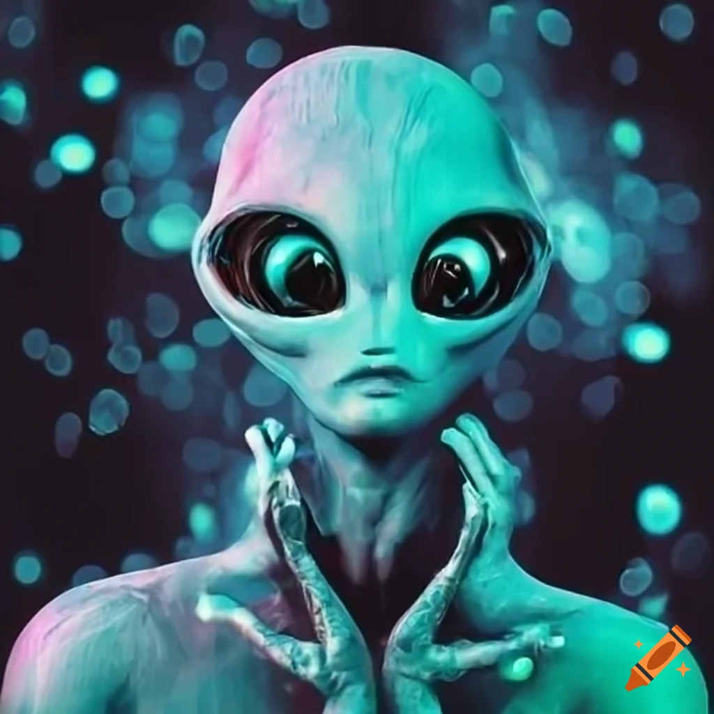 Alien playing music in a futuristic setting on Craiyon